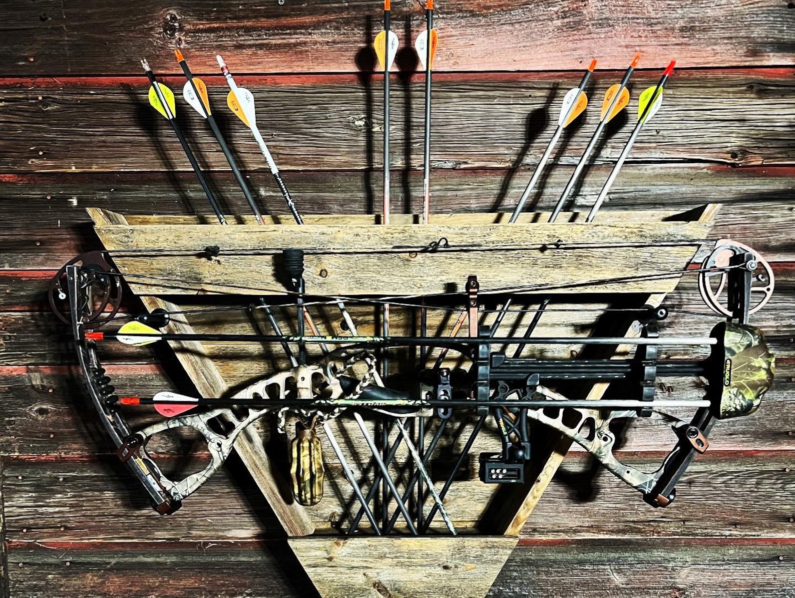 Rustic Reclaimed Weathered Wood Bow & Arrow Display Rack - Etsy