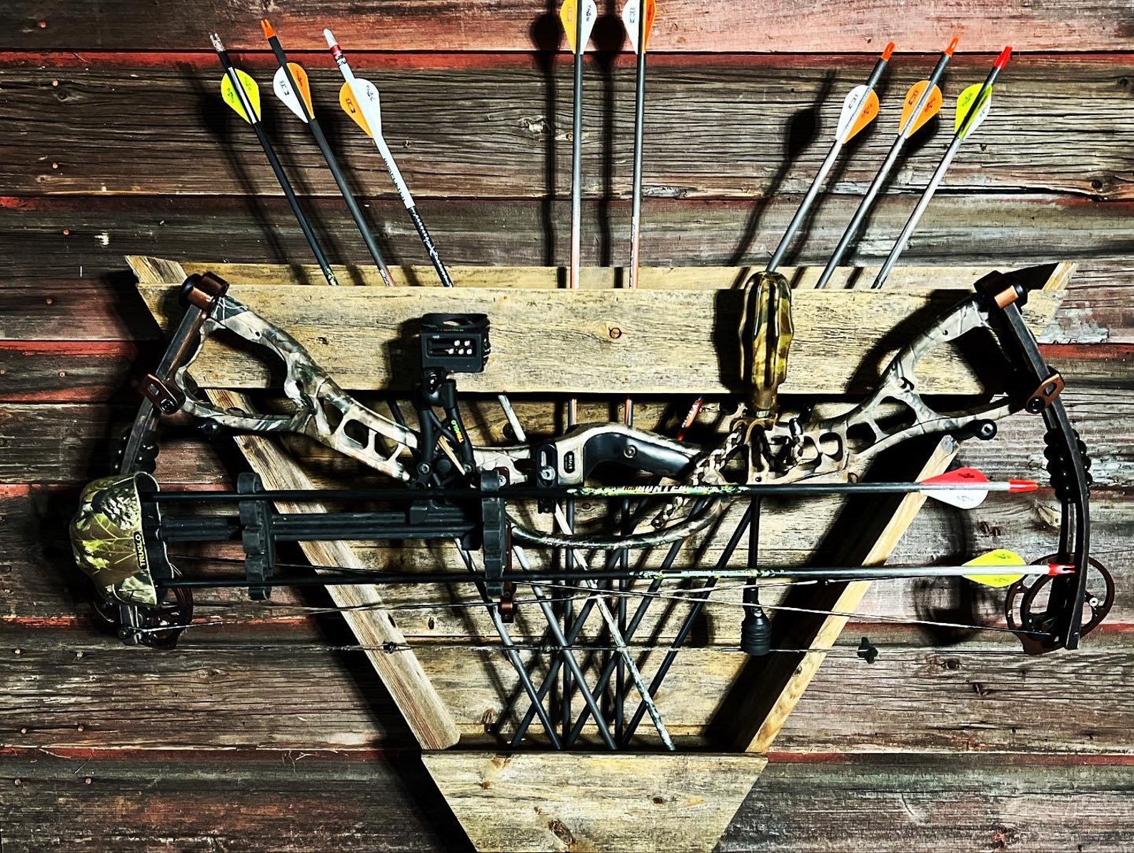 Rustic Reclaimed Weathered Wood Bow & Arrow Display Rack - Etsy