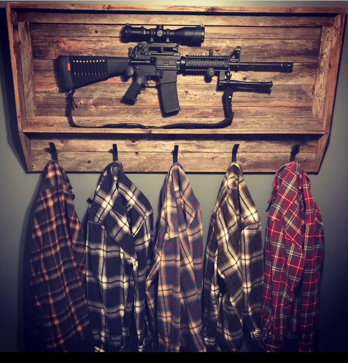 Rustic Gun Rack Coat Rack Hat Rack Reclaimed Wood Railroad - Etsy