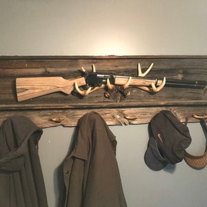 Rustic Gun Rack, Gun Rack, Deer Antler, Antler Rack, Mancave Decor ...