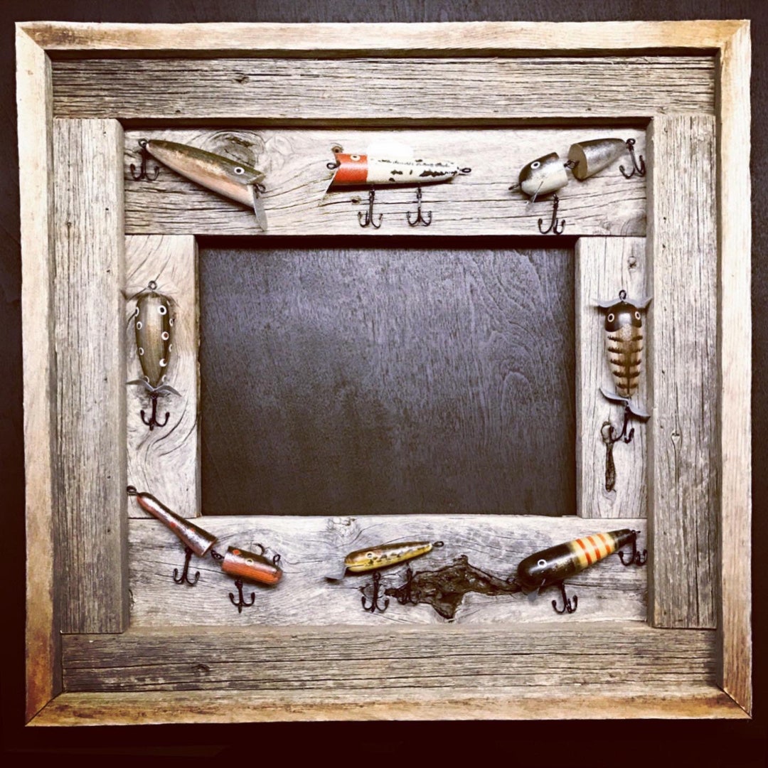 Rustic Lure Frame, Handmade Fish Lure, Folk Art Fish Lure, Rustic ...