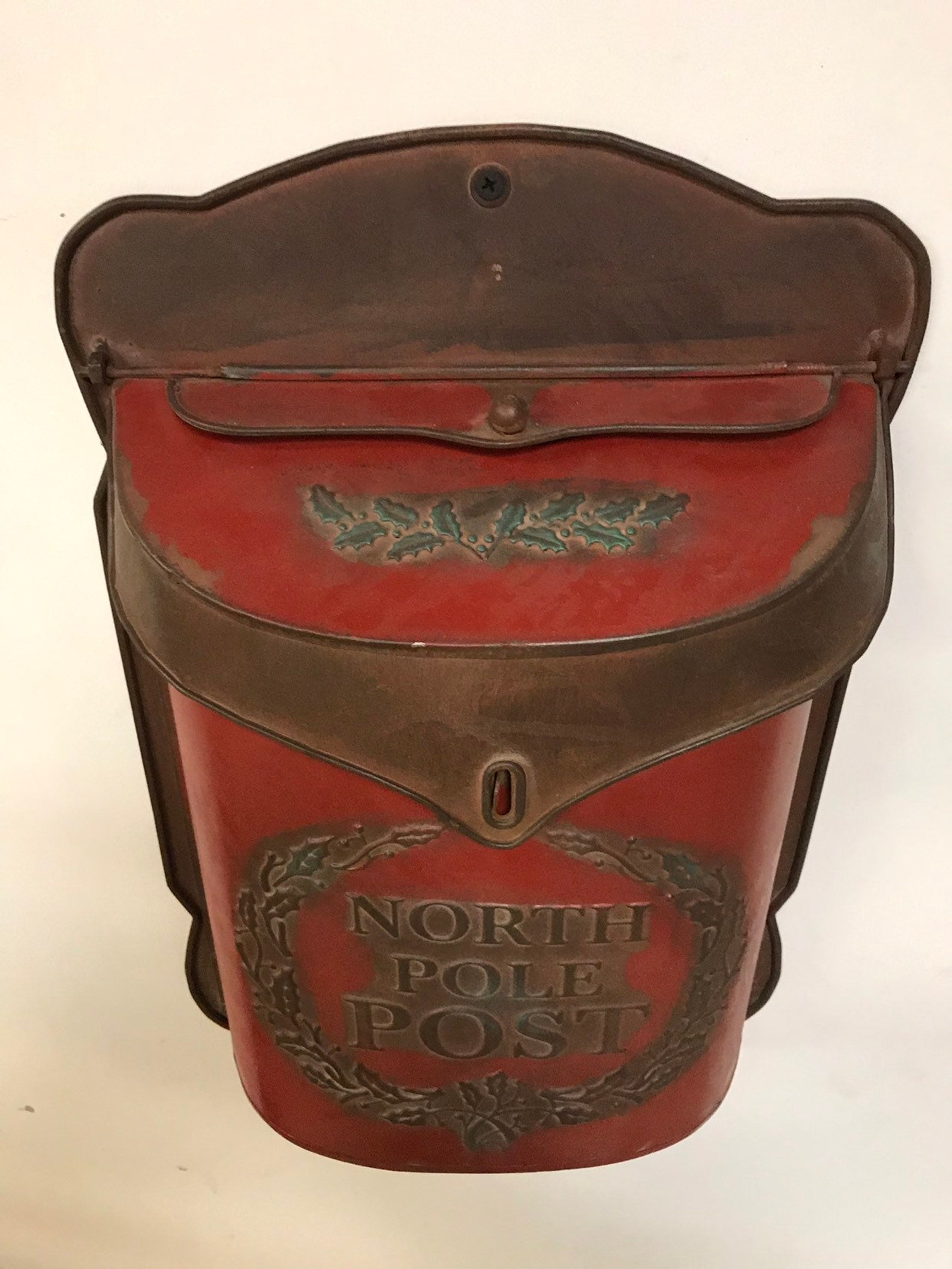 North Pole Post Box Rustic Display Mailbox Tin Display - Etsy