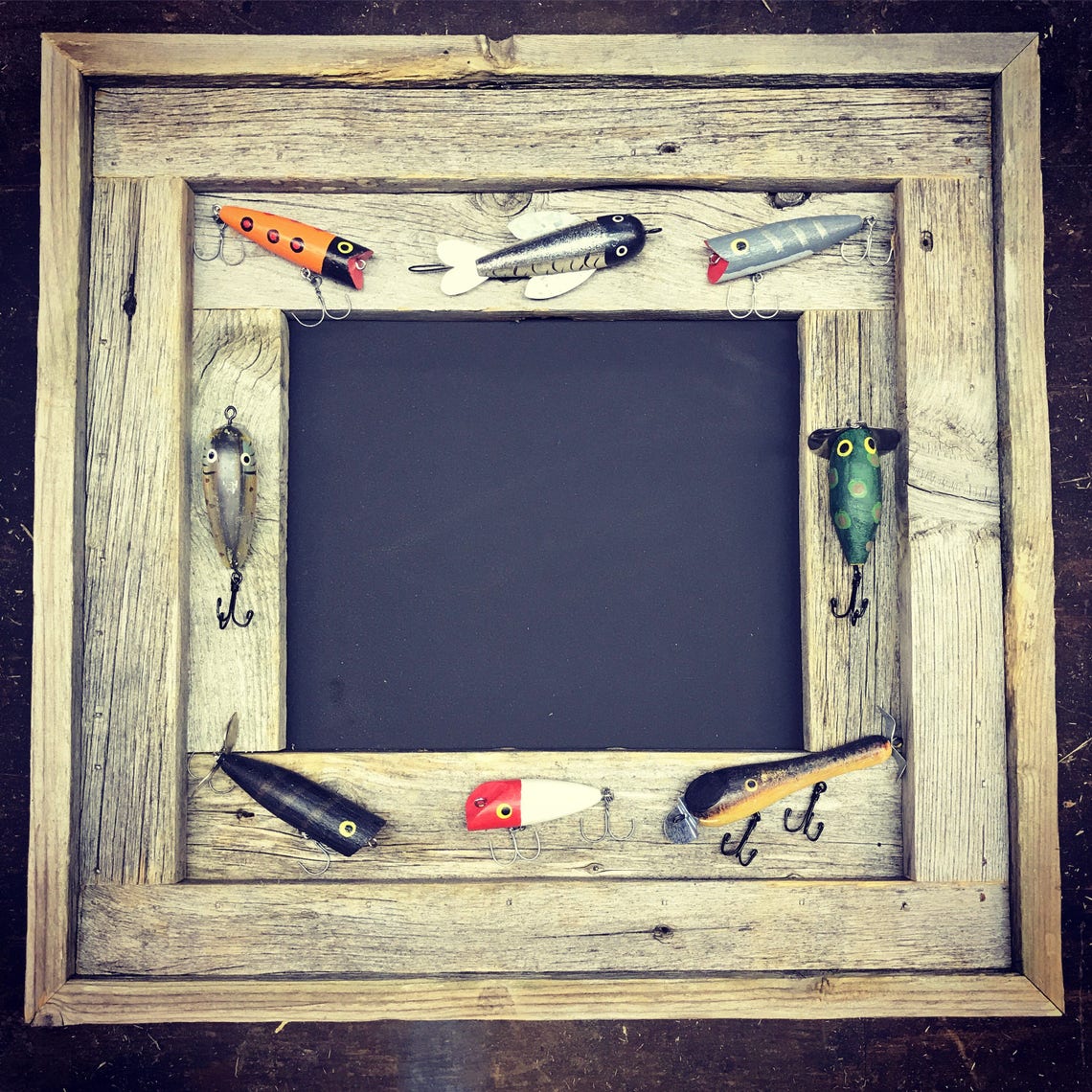 Rustic Lure Frame, Handmade Fish Lure, Folk Art Fish Lure, Rustic ...