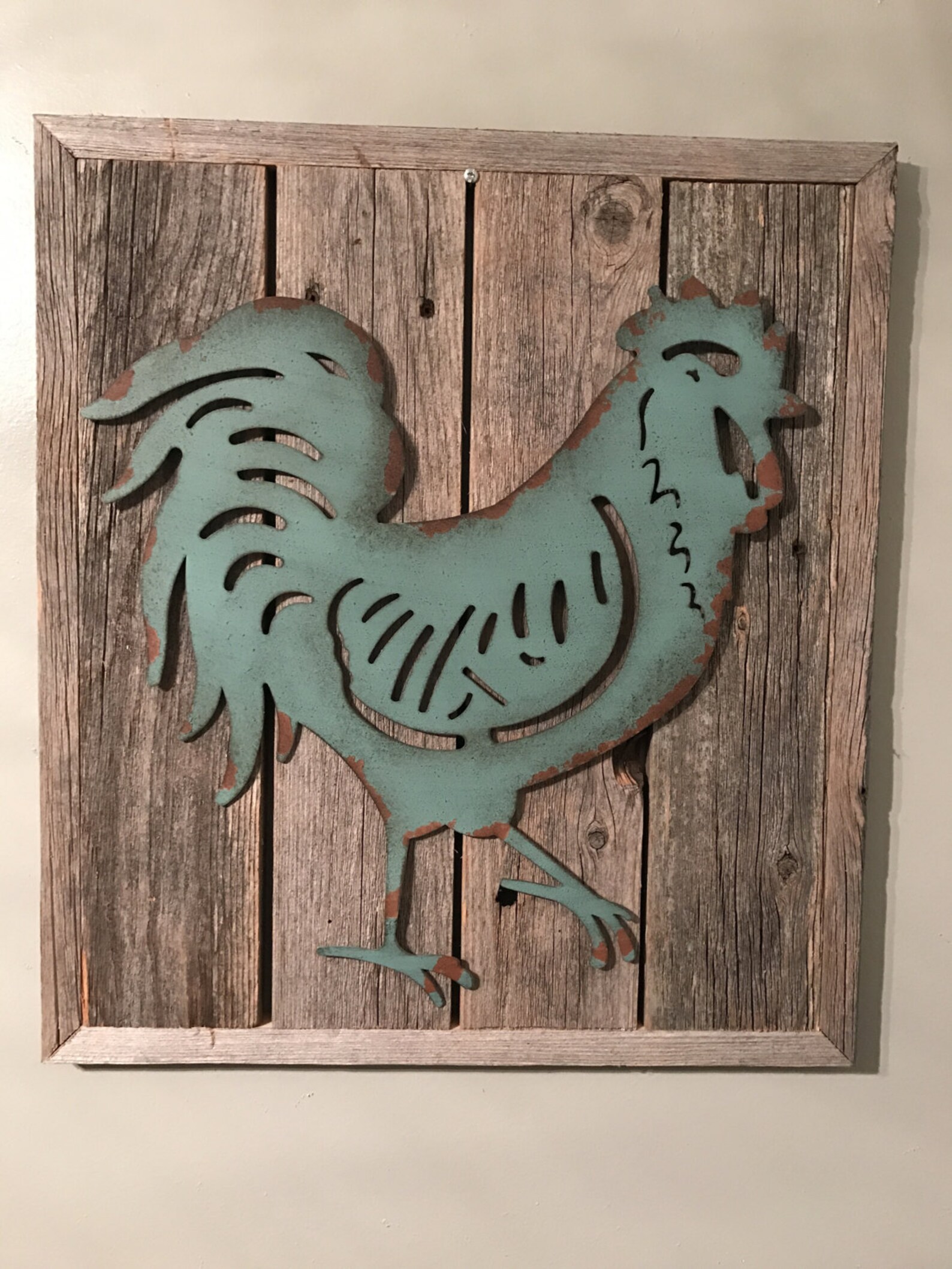 Rooster Decor Tin Rooster Rustic Decor Rooster - Etsy