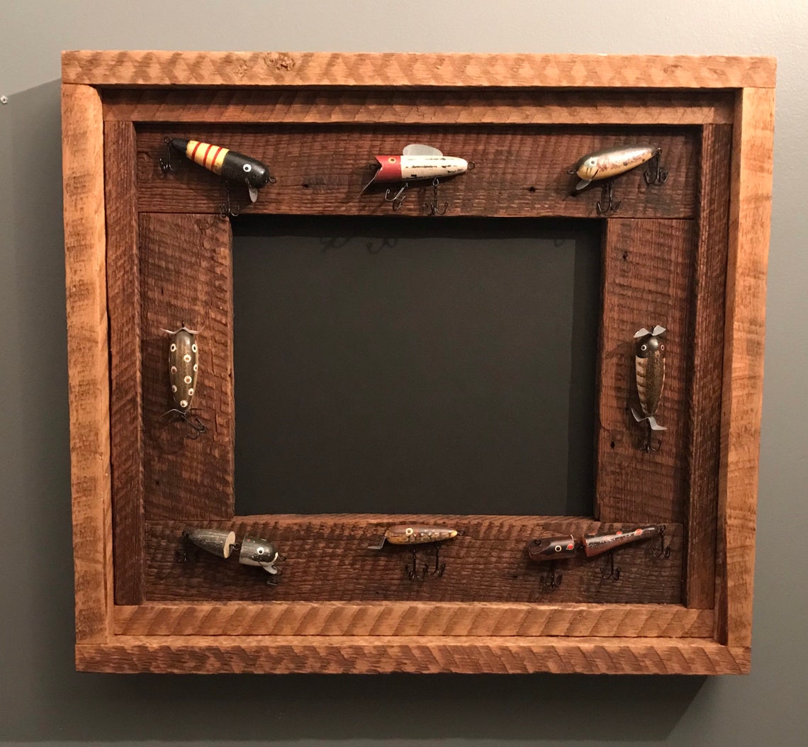 Rustic Fishing Lure Frame Rustic Barnwood Picture Frame - Etsy