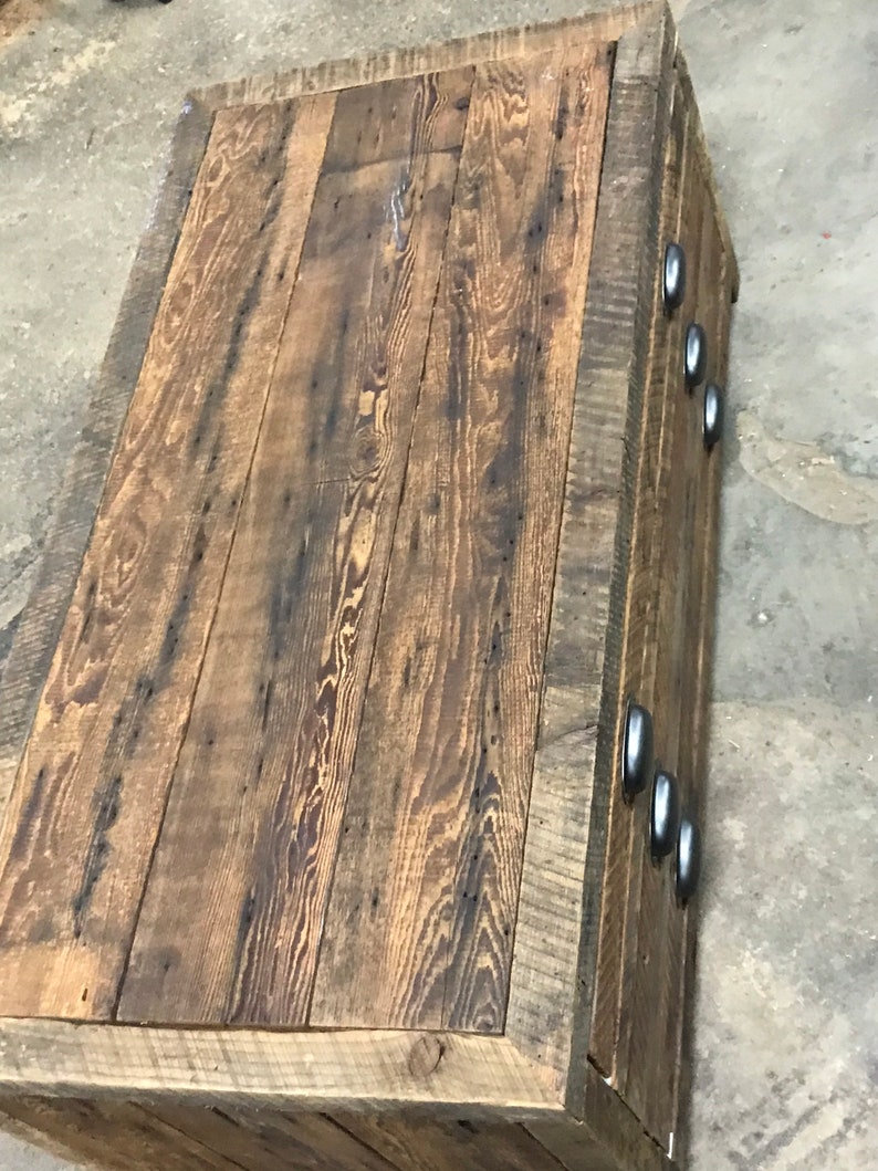 Reclaimed Rustic Barnwood Coffee Table Faux Map Drawer Chest - Etsy