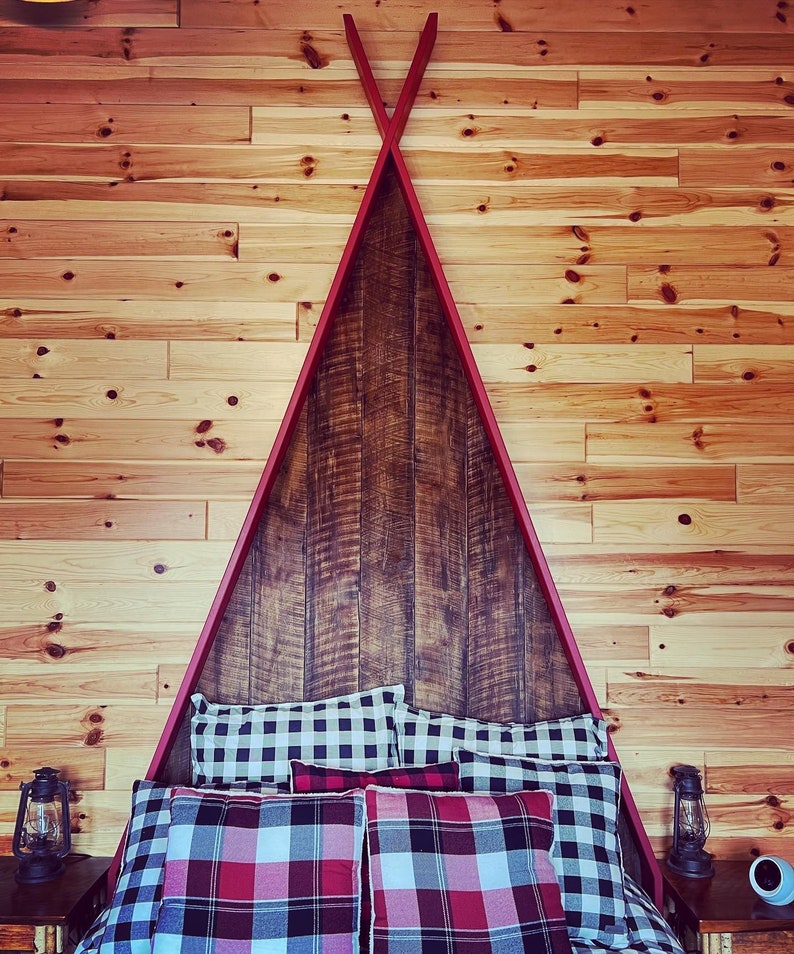 Reclaimed Barnwood Teepee Headboard, Rustic Bedroom Decor - Etsy