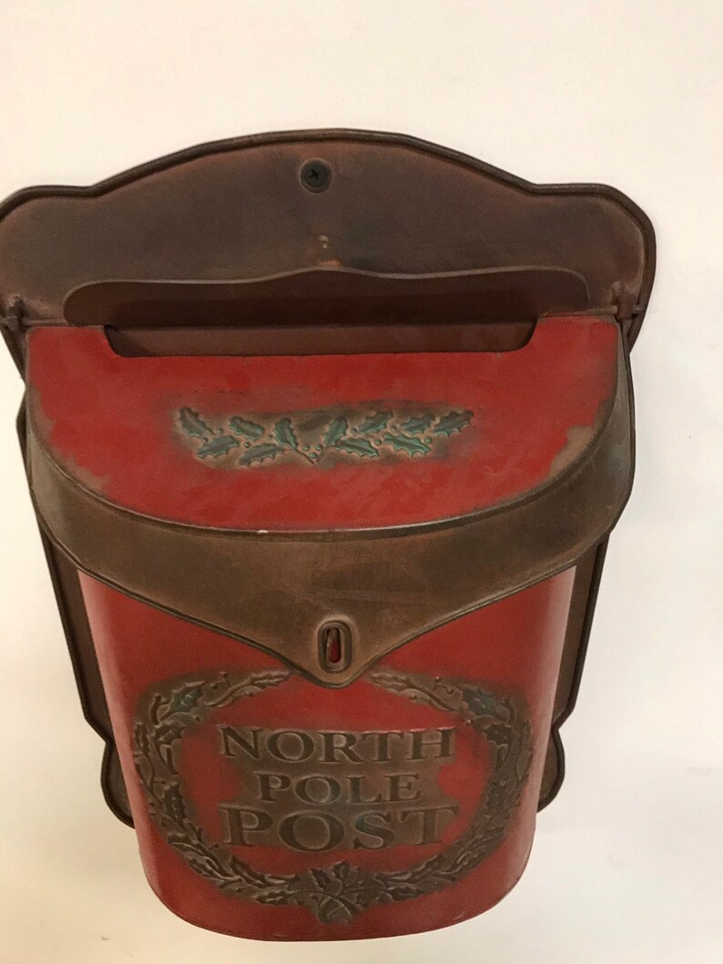North Pole Post Box Rustic Display Mailbox Tin Display - Etsy