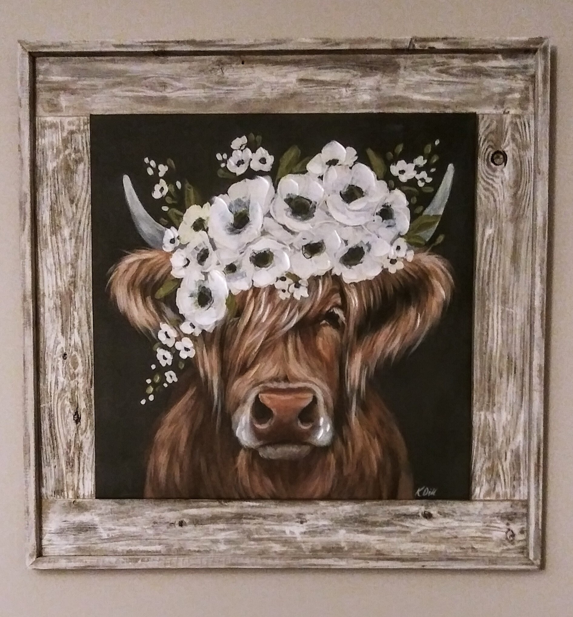 Reclaimed Rustic Whitewashed Wood Frame, Highland Cow Frame, Farmhouse ...