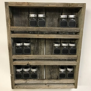 Rustic Mason Jar Spice Rack Display, Spice Rack, Mason Jars, Kitchen ...