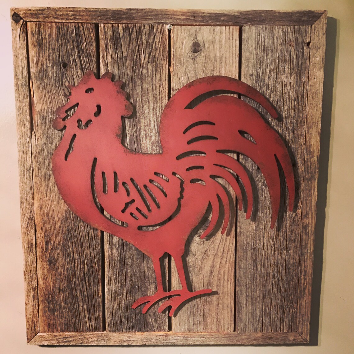 Rooster Decor Tin Rooster Rustic Decor Rooster - Etsy