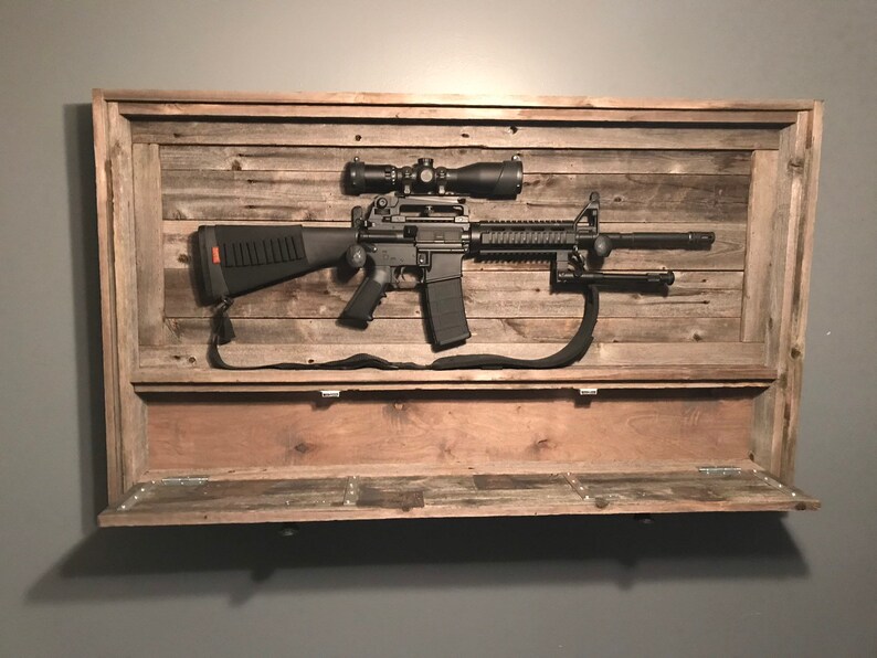 Rustic Gun Rack W/ Ammo Storage, Reclaimed Wood Gun Rack, Railroad ...