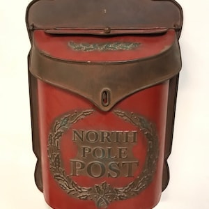 North Pole Post Box, Rustic Display Mailbox, Tin Display Mailbox ...