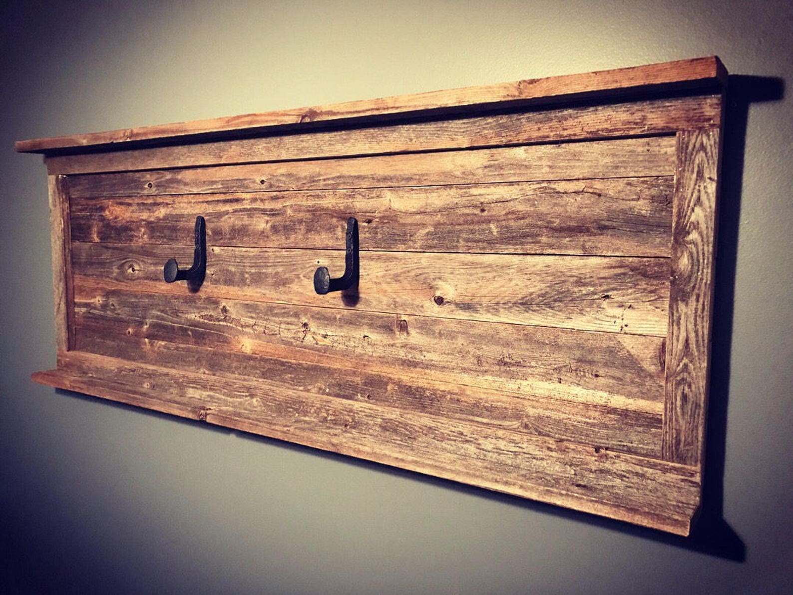Rustic Gun Rack, Reclaimed Wood, Railroad Spike Gun Hanger, Mancave ...
