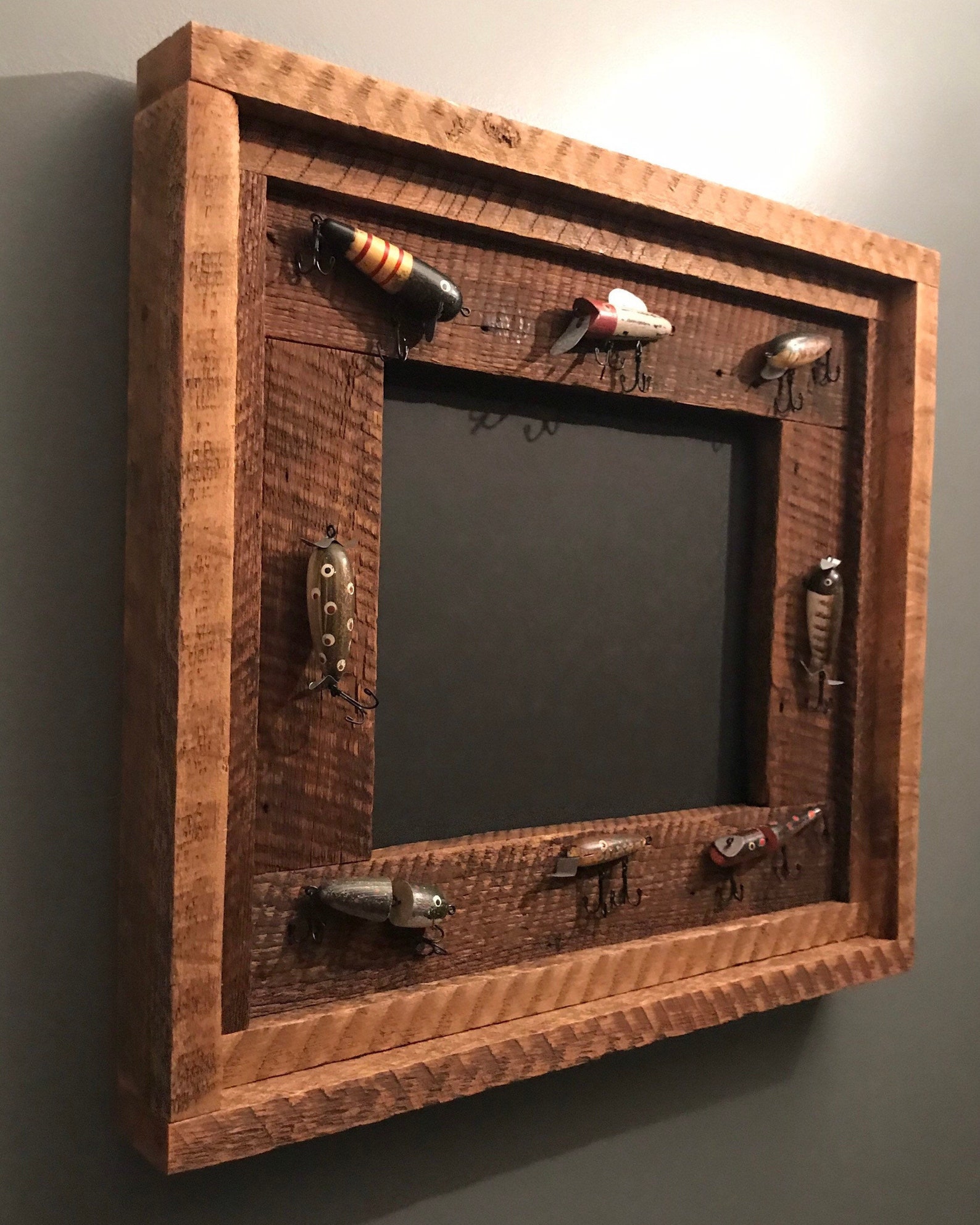 Rustic Fishing Lure Frame Rustic Barnwood Picture Frame - Etsy