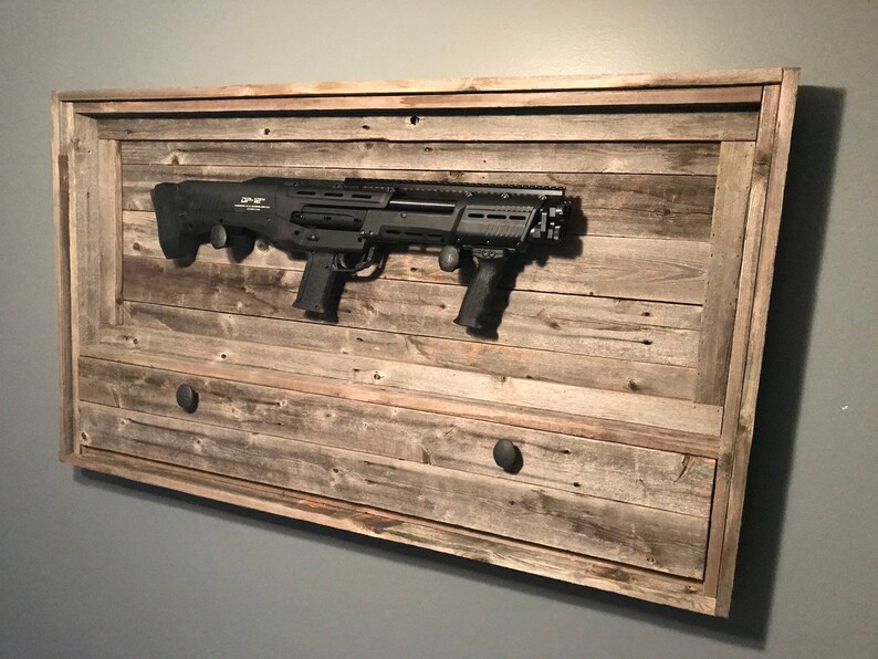 Rustic Gun Rack W/ Ammo Storage Reclaimed Wood Gun Rack | Etsy