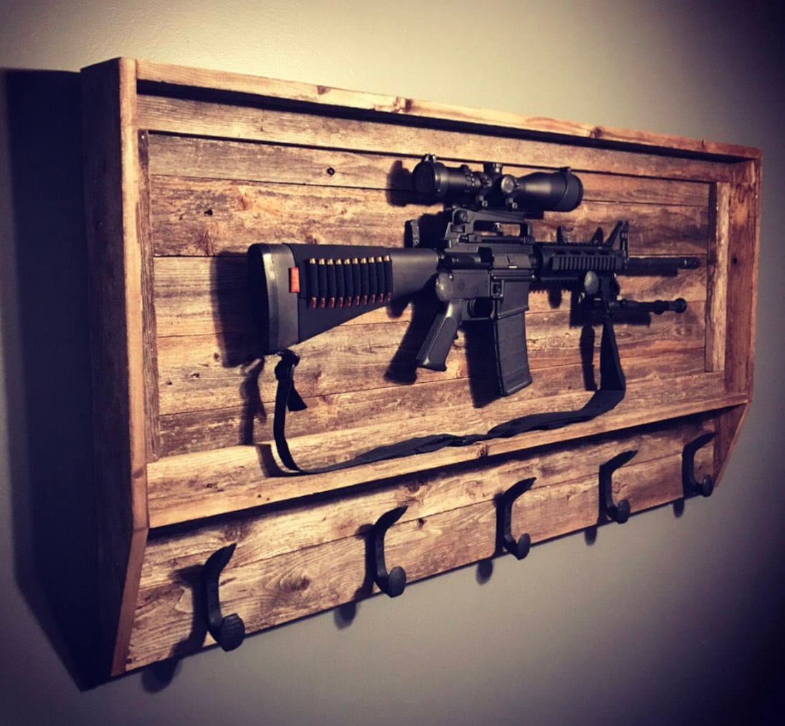 Rustic Gun Rack Coat Rack Hat Rack Reclaimed Wood Railroad - Etsy