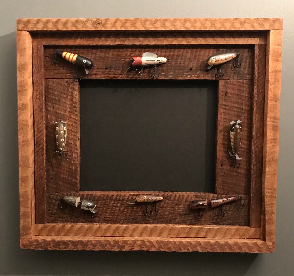 Rustic Fishing Lure Frame Rustic Barnwood Picture Frame - Etsy