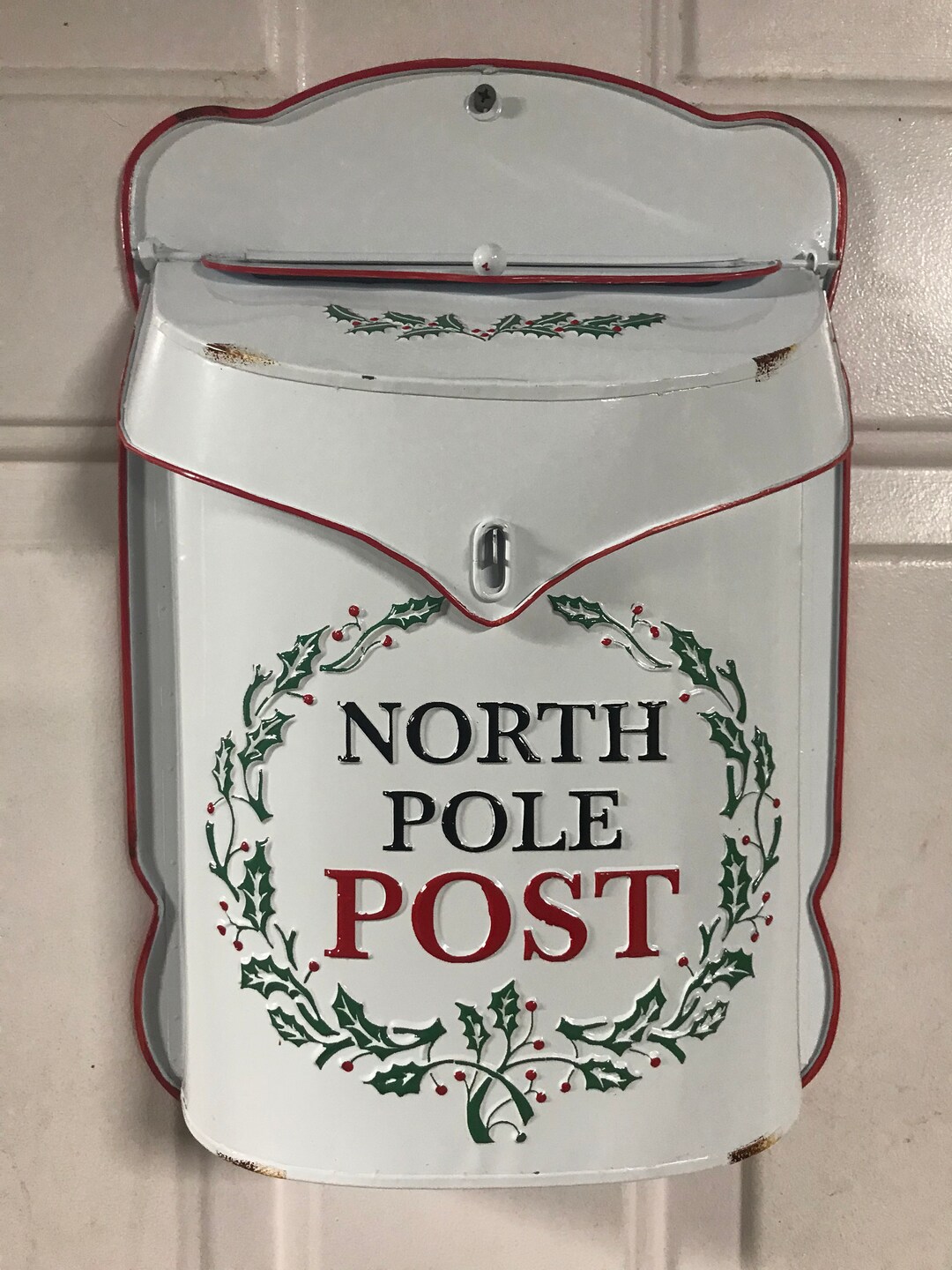 North Pole Post Box, Rustic Display Mailbox, Tin Display Mailbox ...