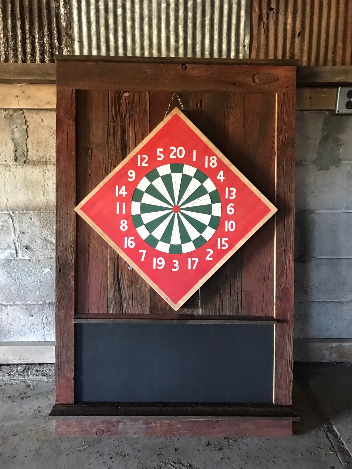 Rustic Dartboard Frame Barnwood Dartboard Display Chalkboard | Etsy