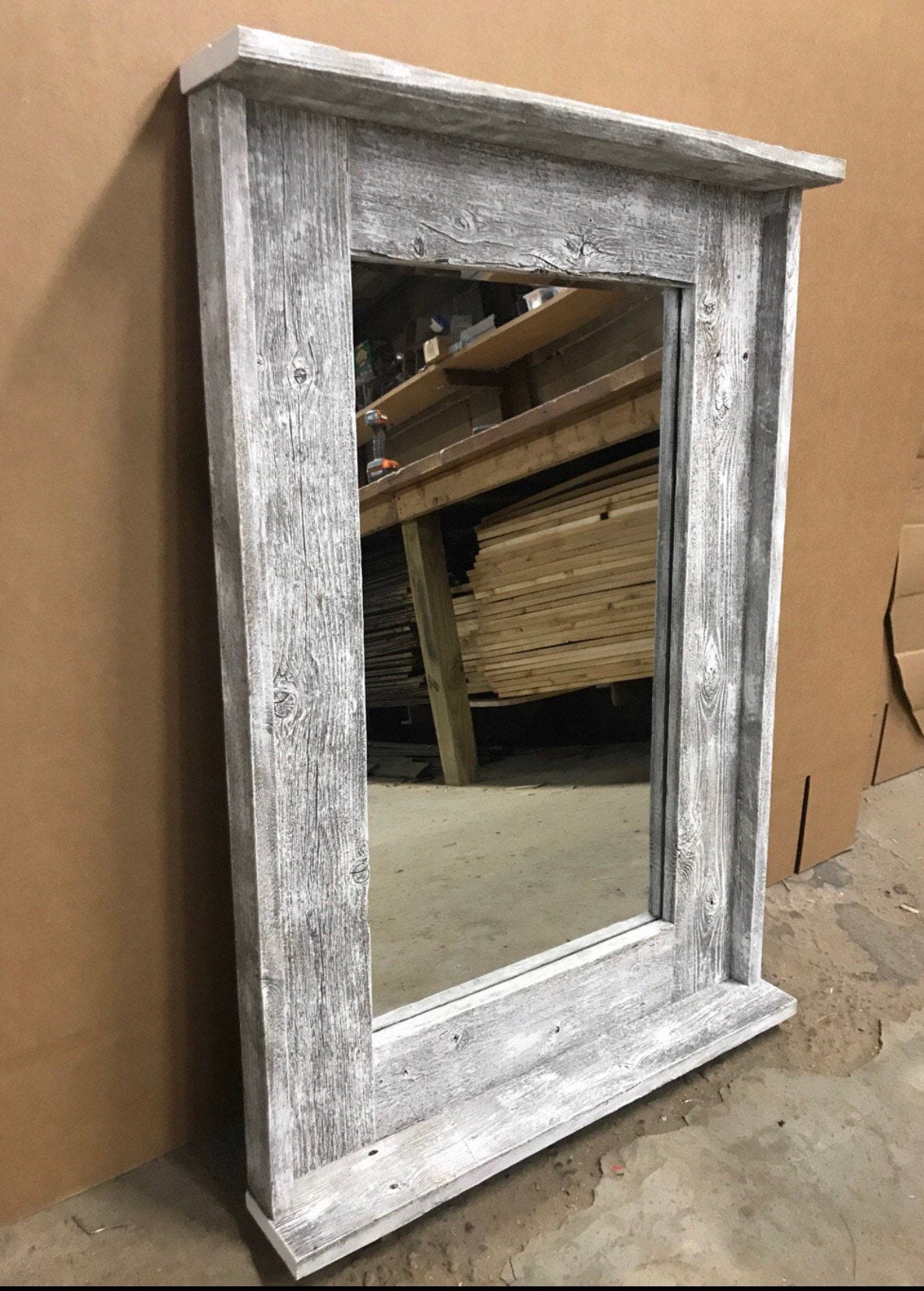 Farmhouse Mirror, Whitewashed Mirror, Distressed Mirror, Reclaimed ...