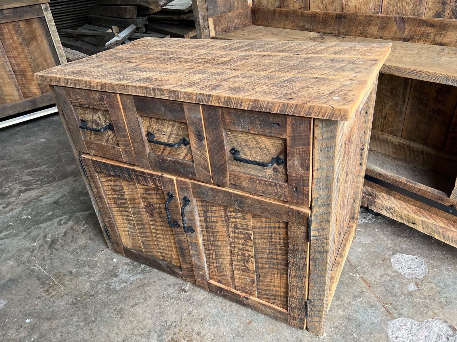 Reclaimed Rustic Barnwood Cabinet, Reclaimed Primitive Farmhouse Vanity ...