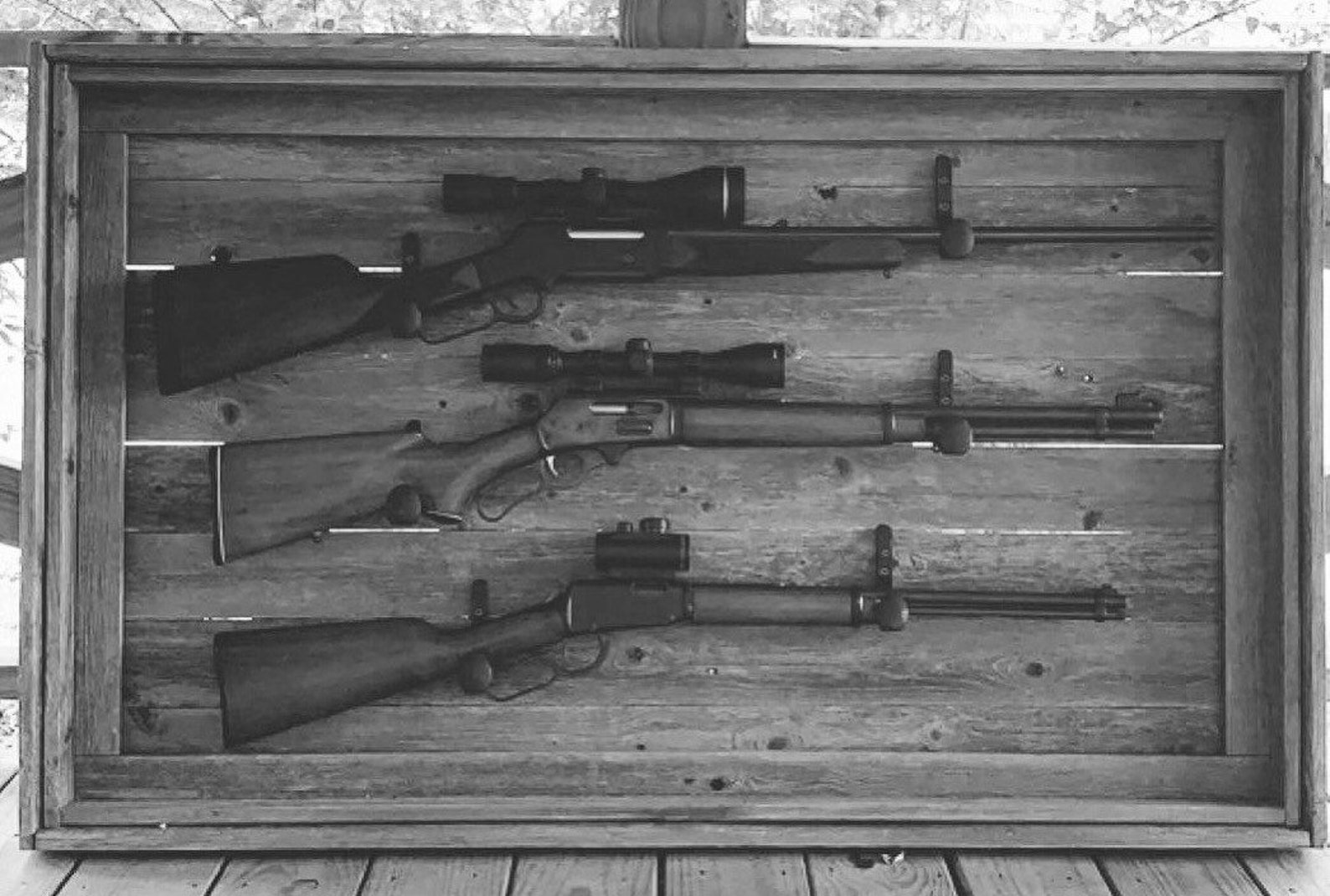 Rustic Triple Gun Rack Reclaimed Wood Gun Rack Railroad | Etsy