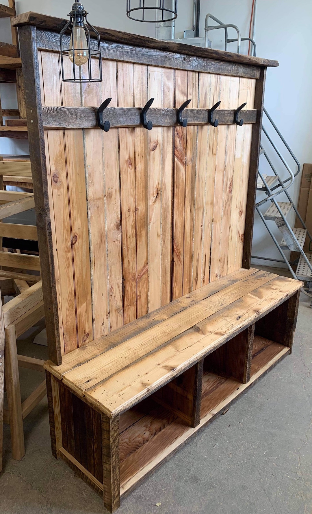 Reclaimed Rustic Barnwood Halltree, Reclaimed Rustic Barnwood Coat Rack ...