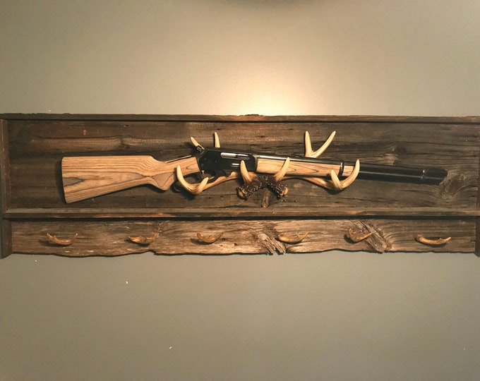 Rustic Gun Rack, Gun Rack, Deer Antler, Antler Rack, Mancave Decor ...