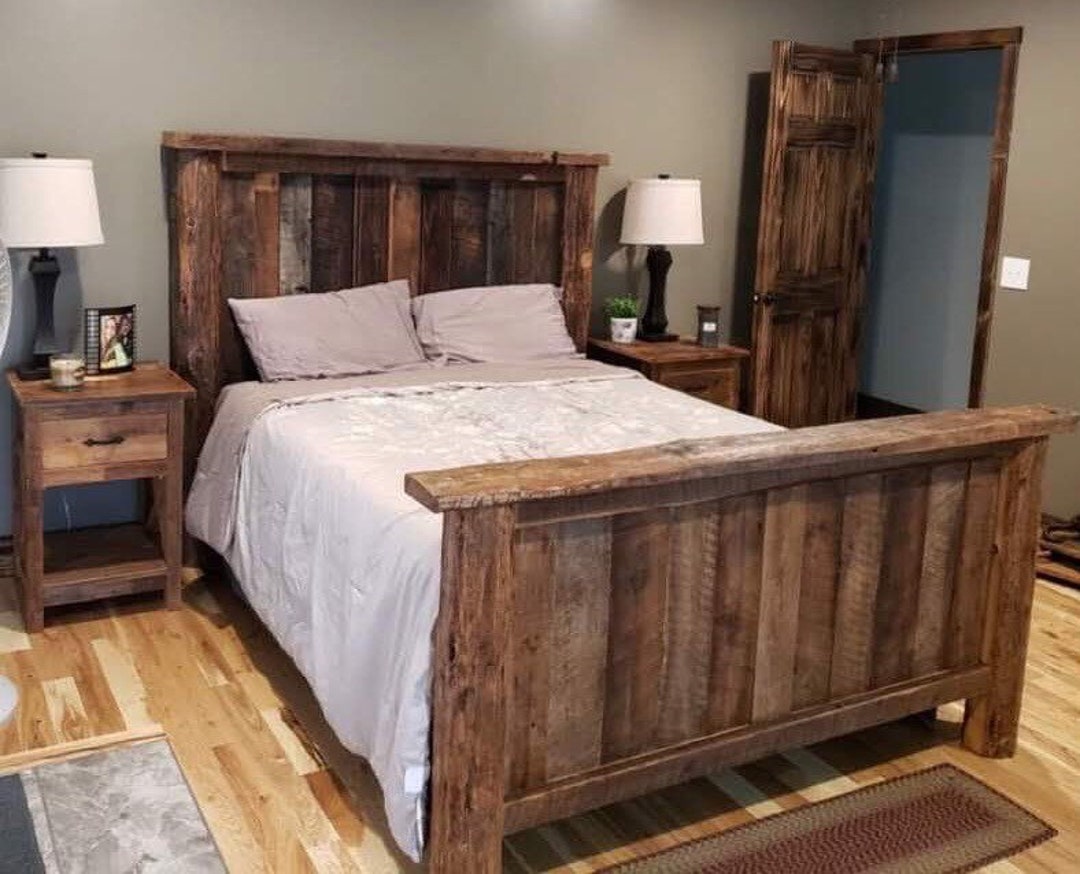Rustic Barnwood Bedroom Set, Reclaimed Rustic Barnwood Bed, Barnwood ...