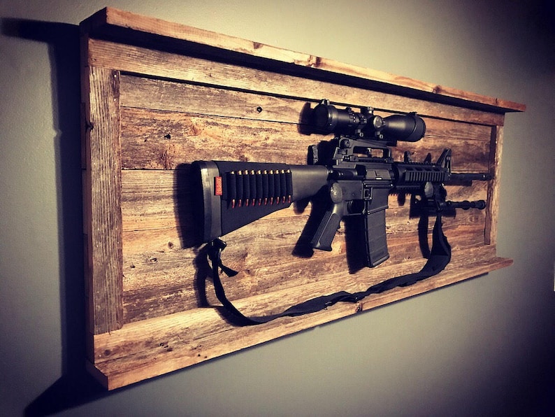 Rustic Gun Rack Reclaimed Wood Railroad Spike Gun Hanger - Etsy