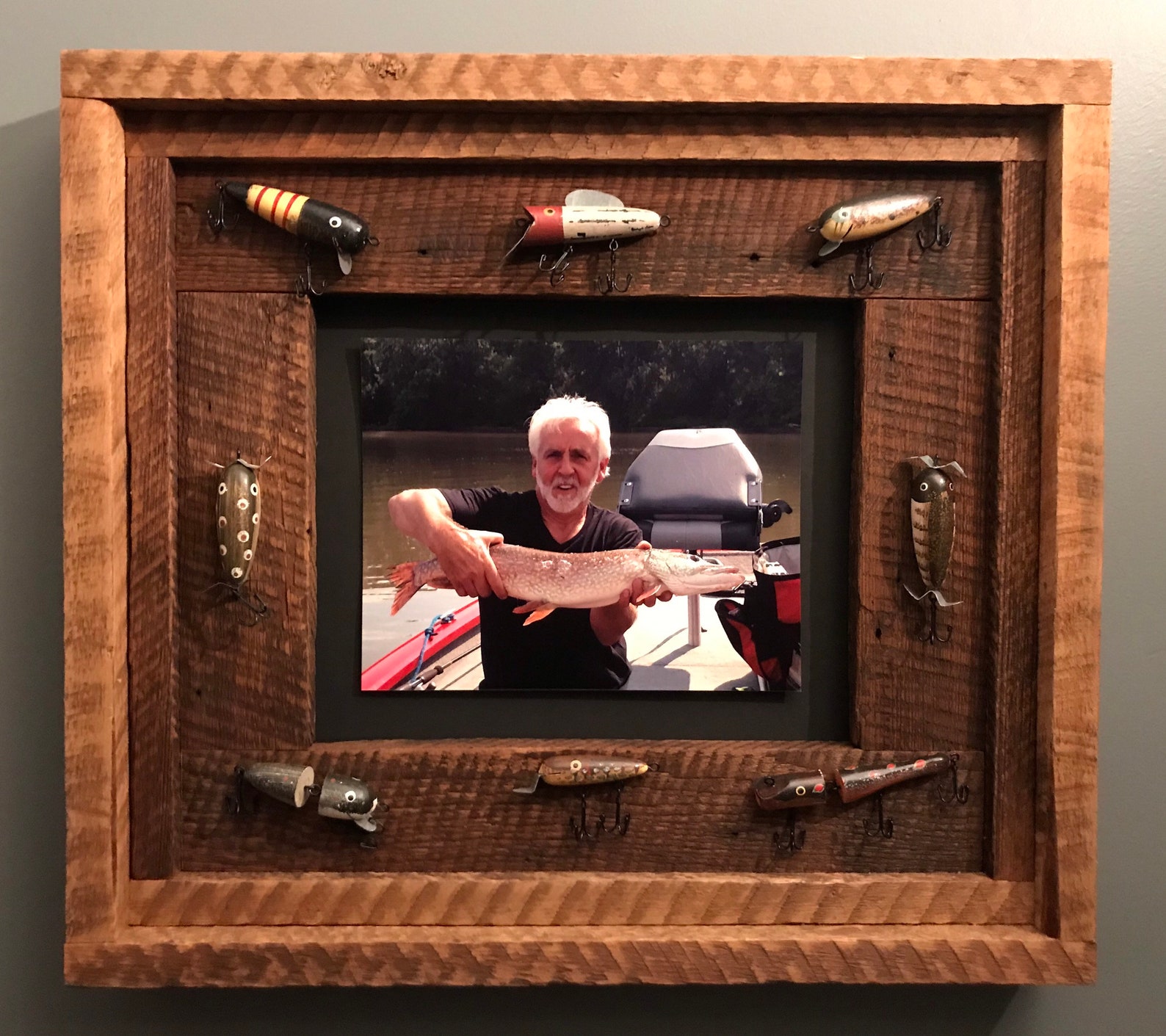 Rustic Fishing Lure Frame Rustic Barnwood Picture Frame - Etsy