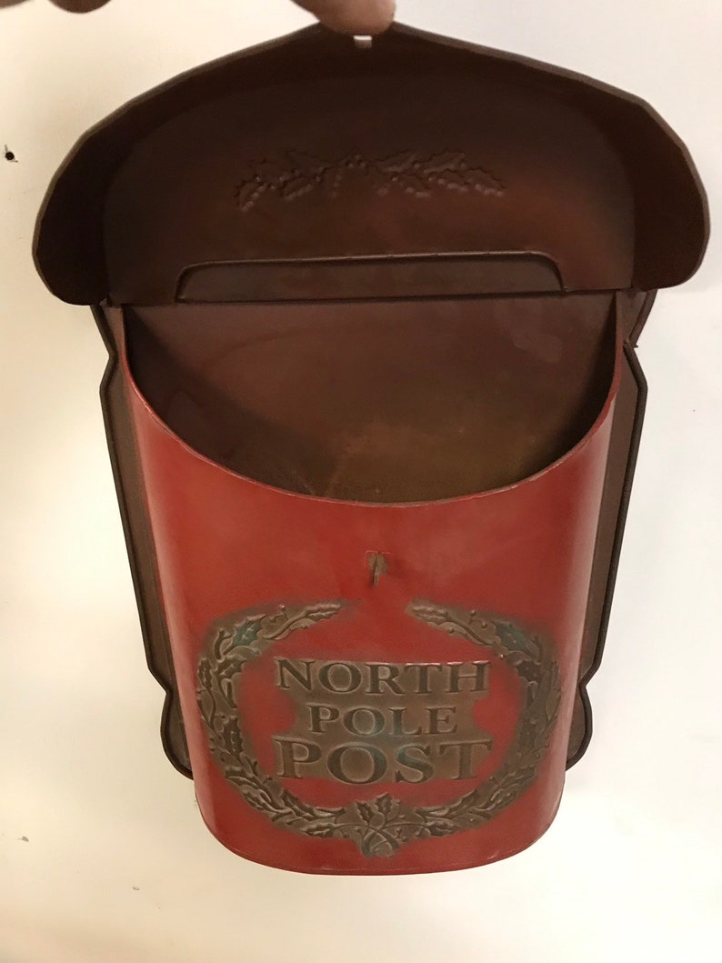 North Pole Post Box Rustic Display Mailbox Tin Display - Etsy