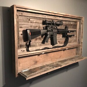 Rustic Gun Rack W/ Ammo Storage, Reclaimed Wood Gun Rack, Railroad ...