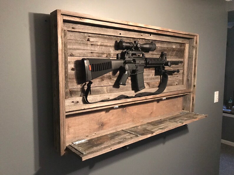 Rustic Gun Rack W/ Ammo Storage Reclaimed Wood Gun Rack | Etsy