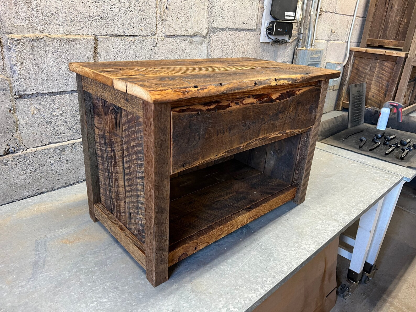 Reclaimed Barnwood Nightstand, Rustic Bedside Table - Etsy