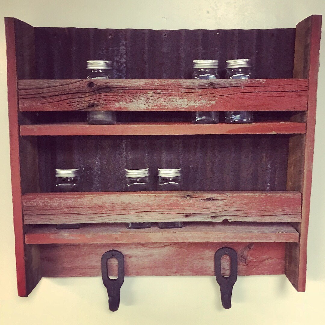 Rustic Mason Jar Spice Rack Display, Spice Rack, Mason Jars, Kitchen ...