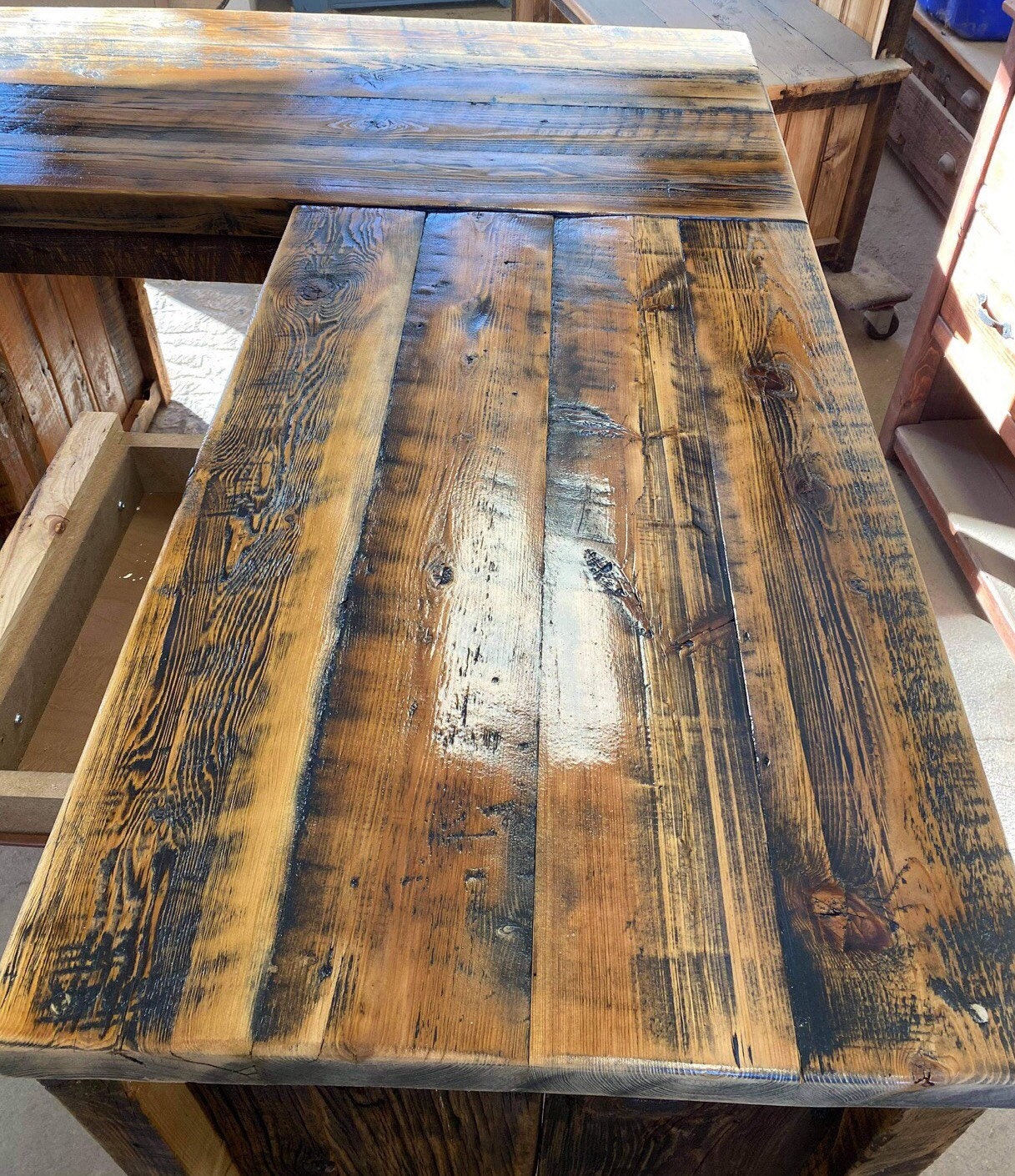 Reclaimed Rustic Barnwood Desk Reclaimed Barnwood Office | Etsy