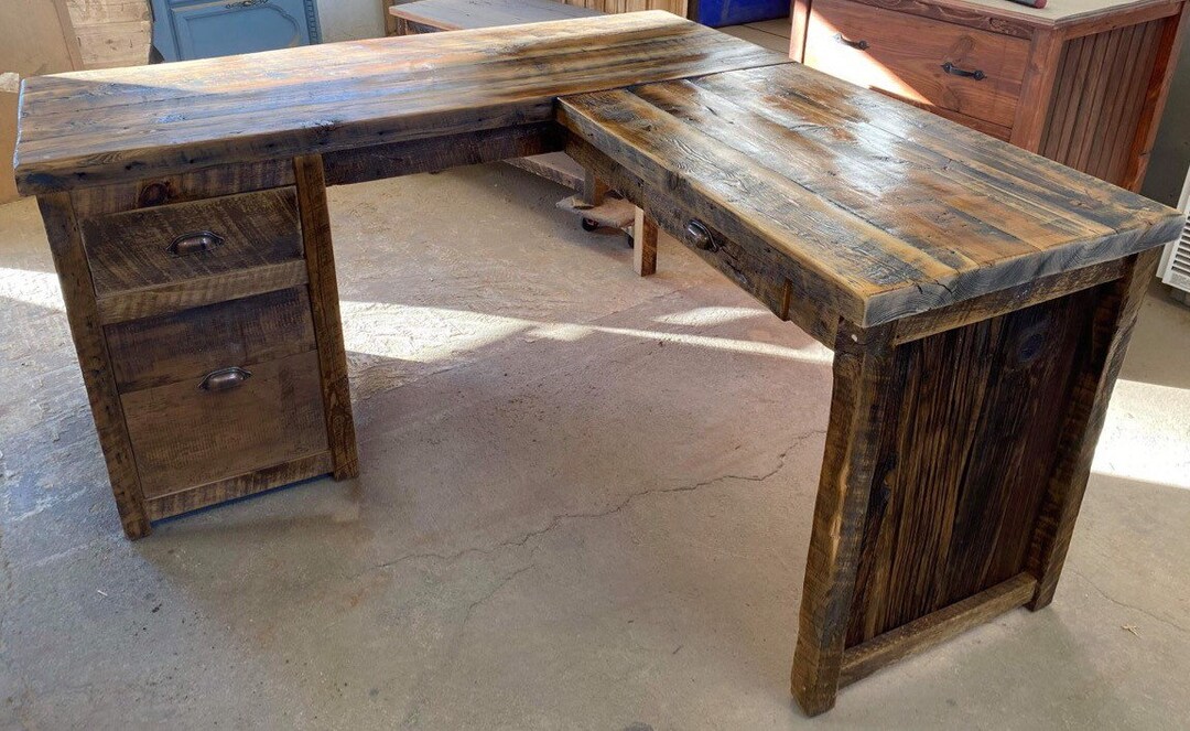 Reclaimed Rustic Barnwood Desk, Reclaimed Barnwood Office Desk ...