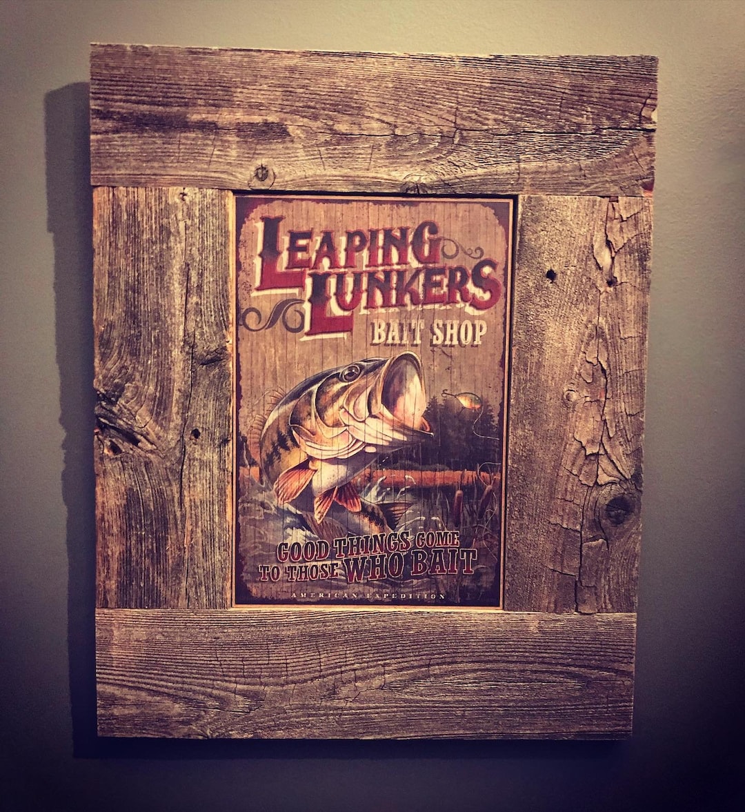 Leaping Lunkers, Bait Shop, American Expedition, Rustic Frame,cabin ...