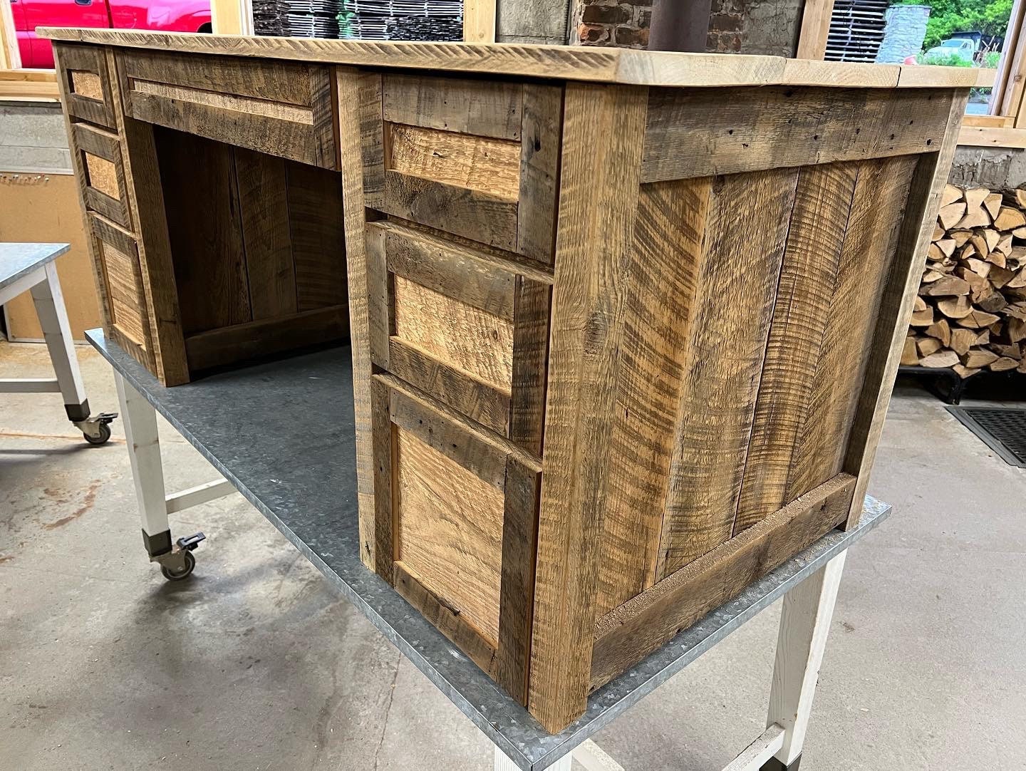 Rustic Barnwood Desk Hutch Top Combo Reclaimed Barnwood - Etsy