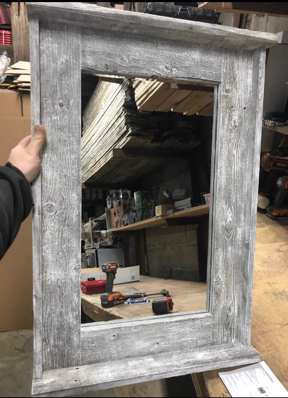 Farmhouse Mirror, Whitewashed Mirror, Distressed Mirror, Reclaimed ...