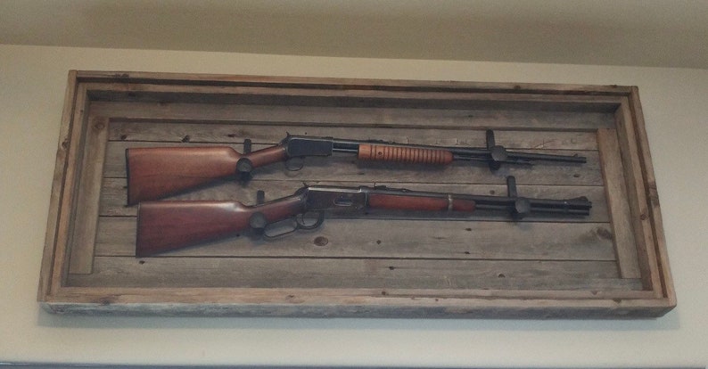 Rustic Dual Gun Rack, Reclaimed Wood Gun Rack, Railroad Spikes Gun ...
