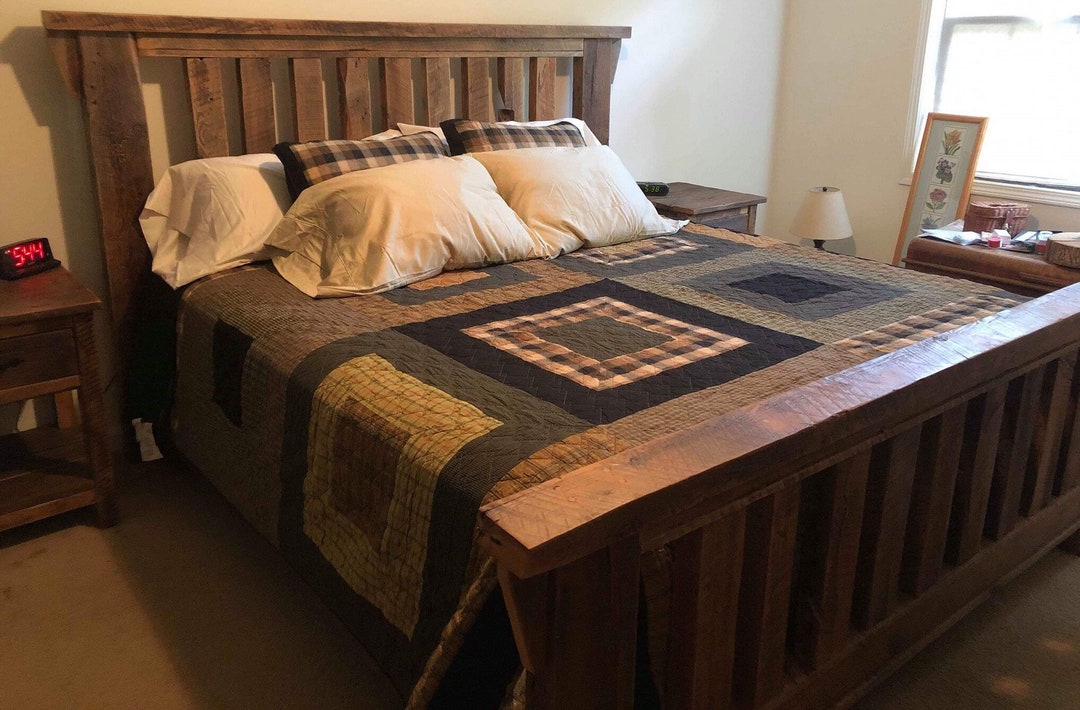 Reclaimed Rustic Barnwood Bed, Reclaimed Primitive Rustic Barnwood ...