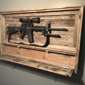 Rustic Gun Rack W/ Ammo Storage, Reclaimed Wood Gun Rack, Railroad ...