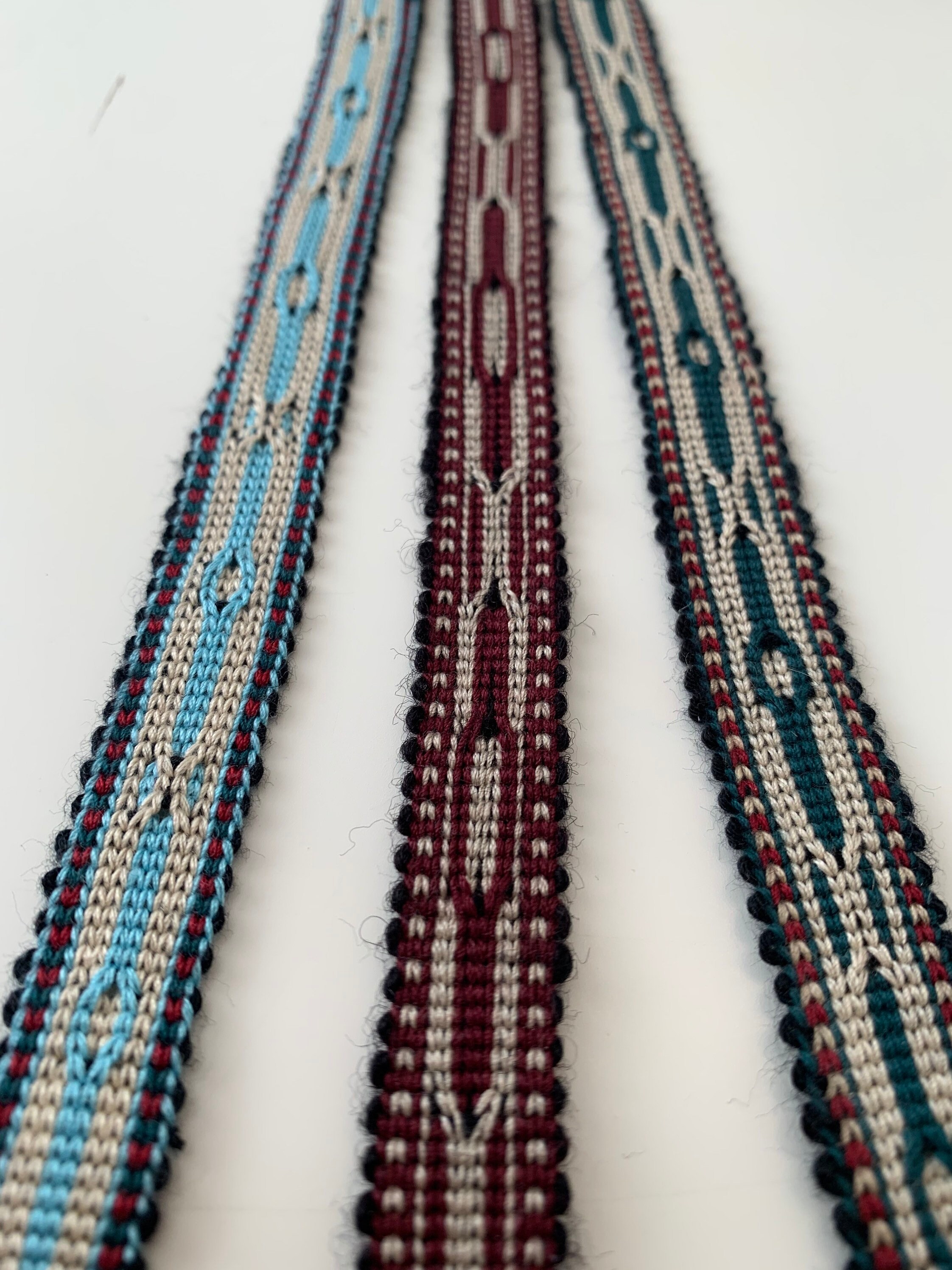 Set of 3 Hand Woven Ribbon Cotton Mix Colours Ribbon - Etsy UK