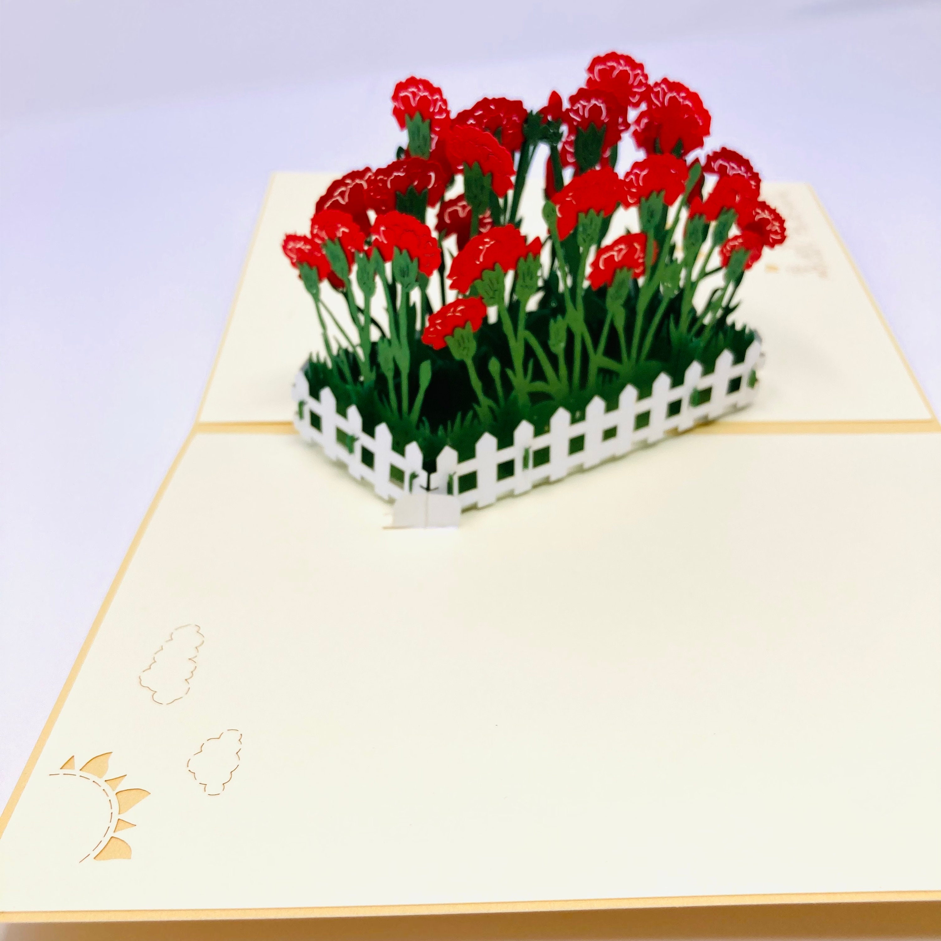 Red Carnation Flower Patch 3D Handmade Pop up Card - Etsy