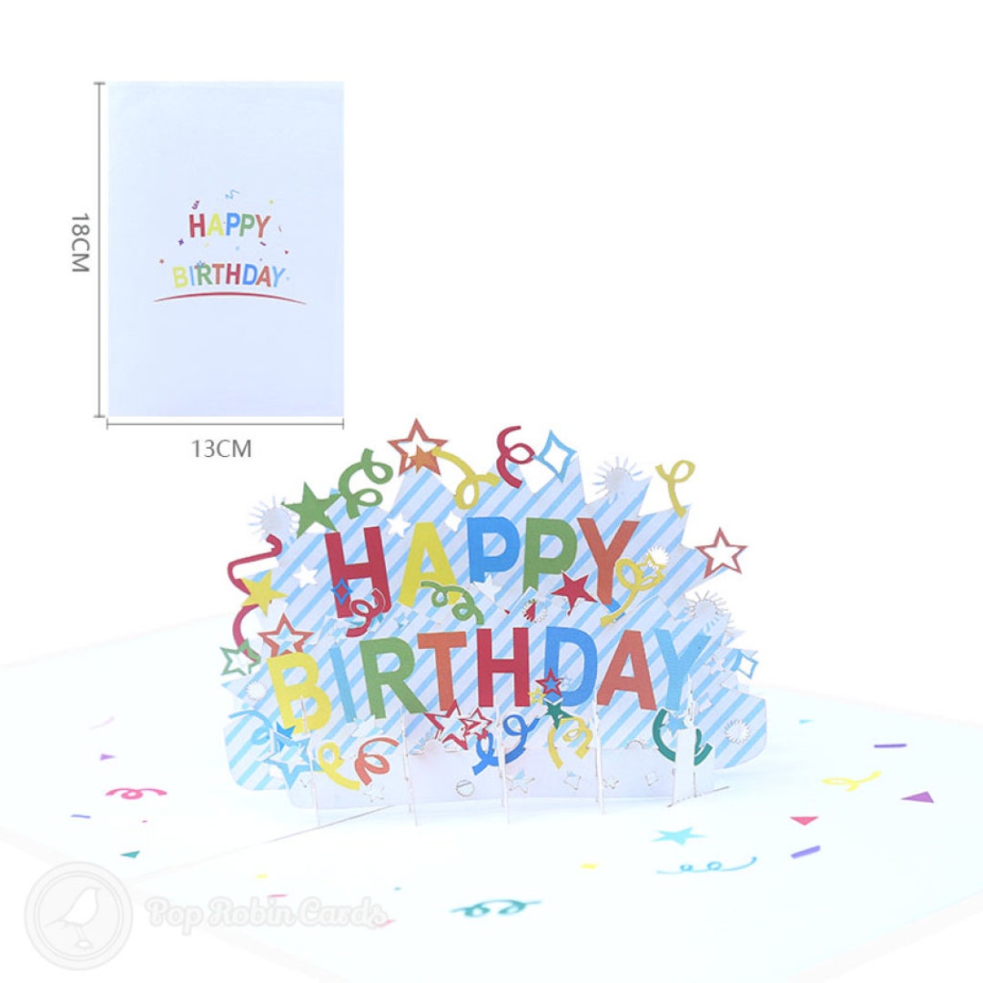 Happy Birthday Streamers 3D Handmade Card - Etsy