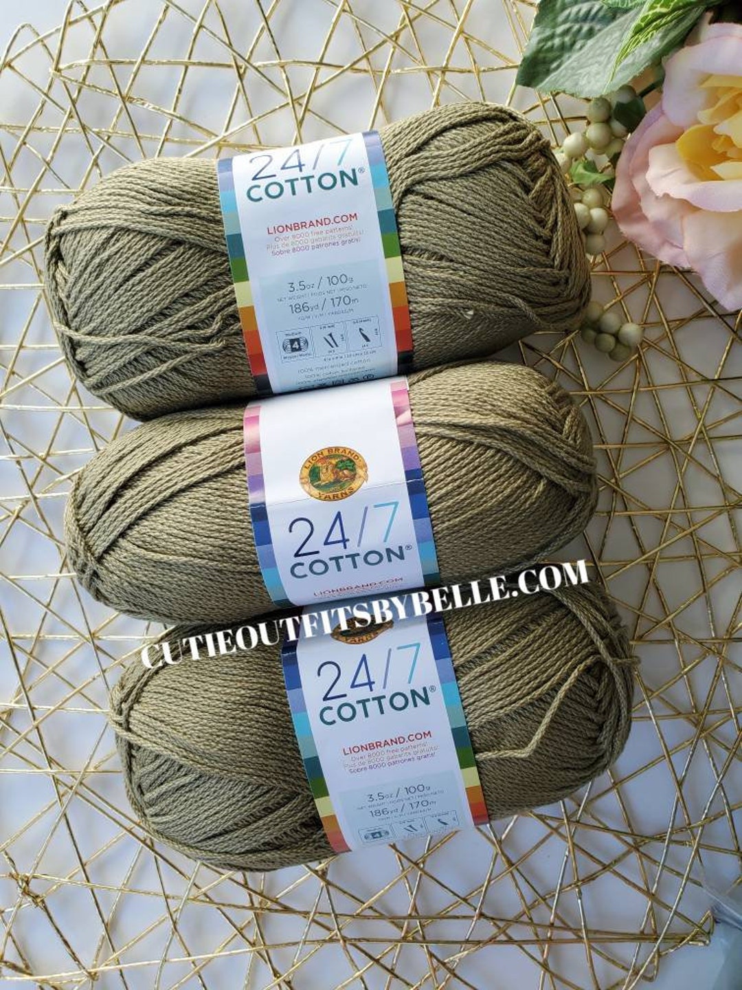 Bay Leaf Mercerized Cotton Yarn: Lion Brand 24/7 Cotton - Etsy
