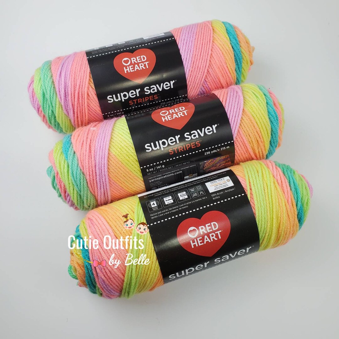 Red Heart Super Saver Stripes Retro Stripe Rainbow Yarn - Etsy